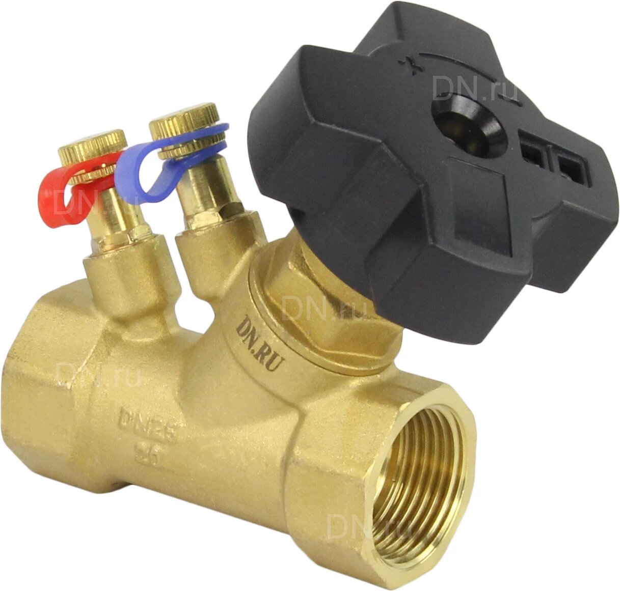 Клапан балансировочный латунный DN.ru КБЛР-020-16-LIGHT Ду20 PN16 L=80 мм муфтовый