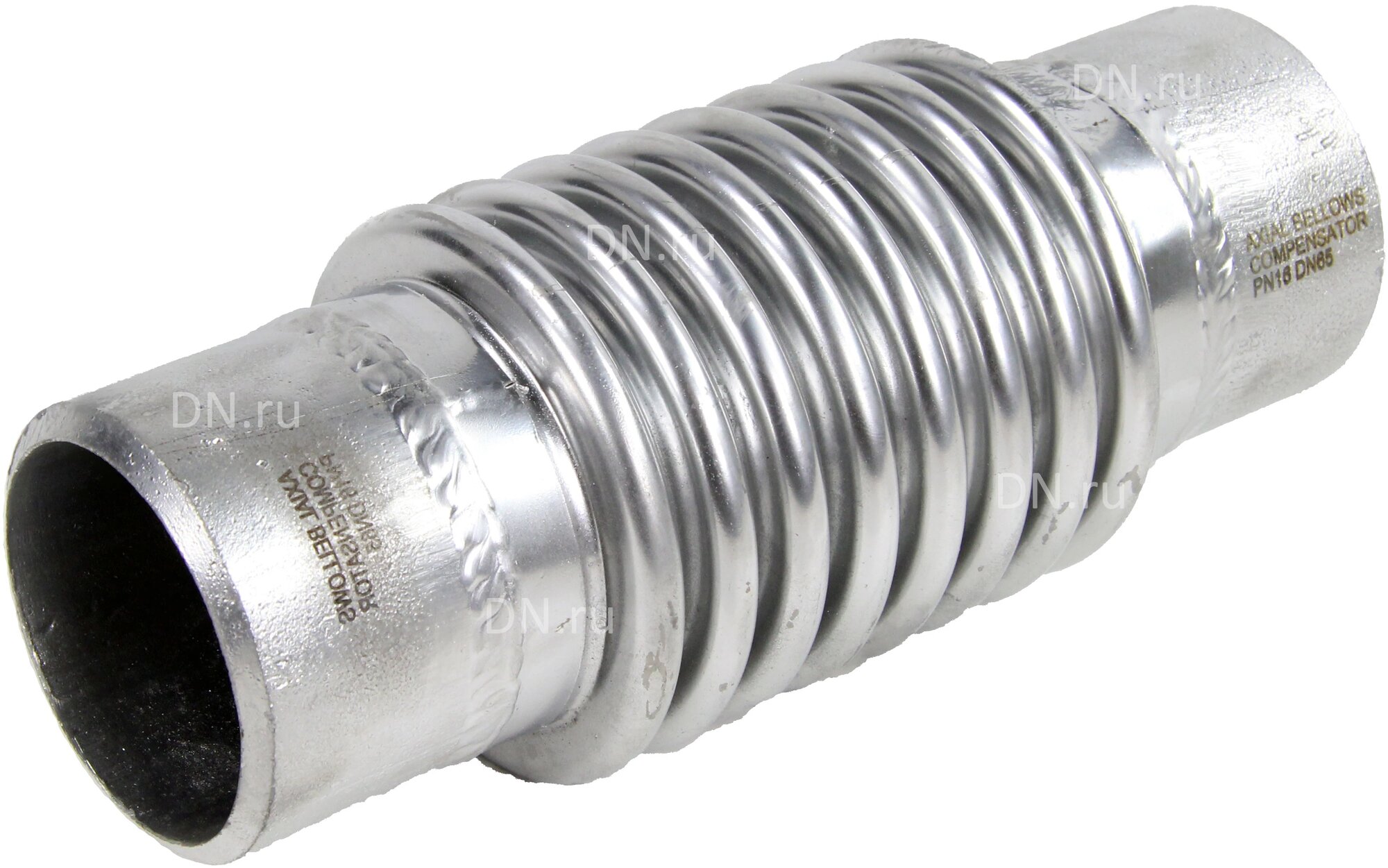 Компенсатор сильфонный осевой DN.ru Ду50 Ру16 под приварку, сильфон - сталь SS304 без кожуха, осевой ход 60мм