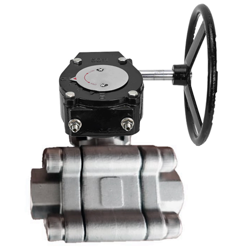 Кран шаровой DN.ru 316-316-PTFE-FP-SW-ISO-H Ду65 Ру63 полнопроходной, корпус - нержавеющая сталь SS316, под приварку, с редуктором RDN-4 (опрессовано)