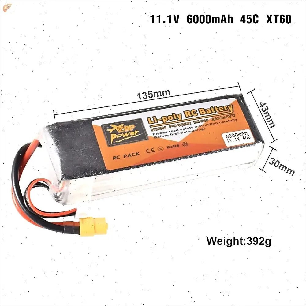 9IMOD 3S LiPo аккумулятор 11.1V 6000mAh 45C с разъемами XT60 . Для RC автомобилей, лодок, модельной техники. Надежное питание, высокая производительность.