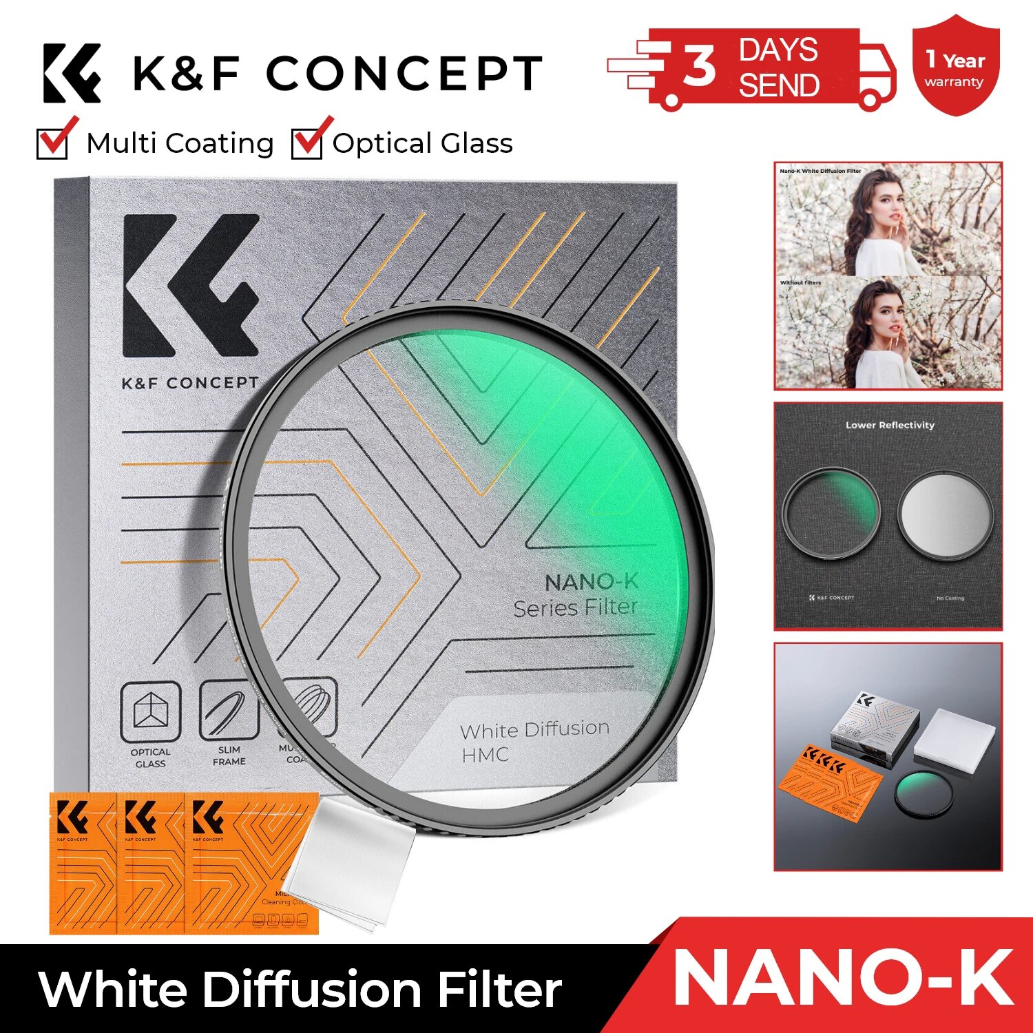 K&F CONCEPT Фильтр White Diffusion 55mm — фото 1