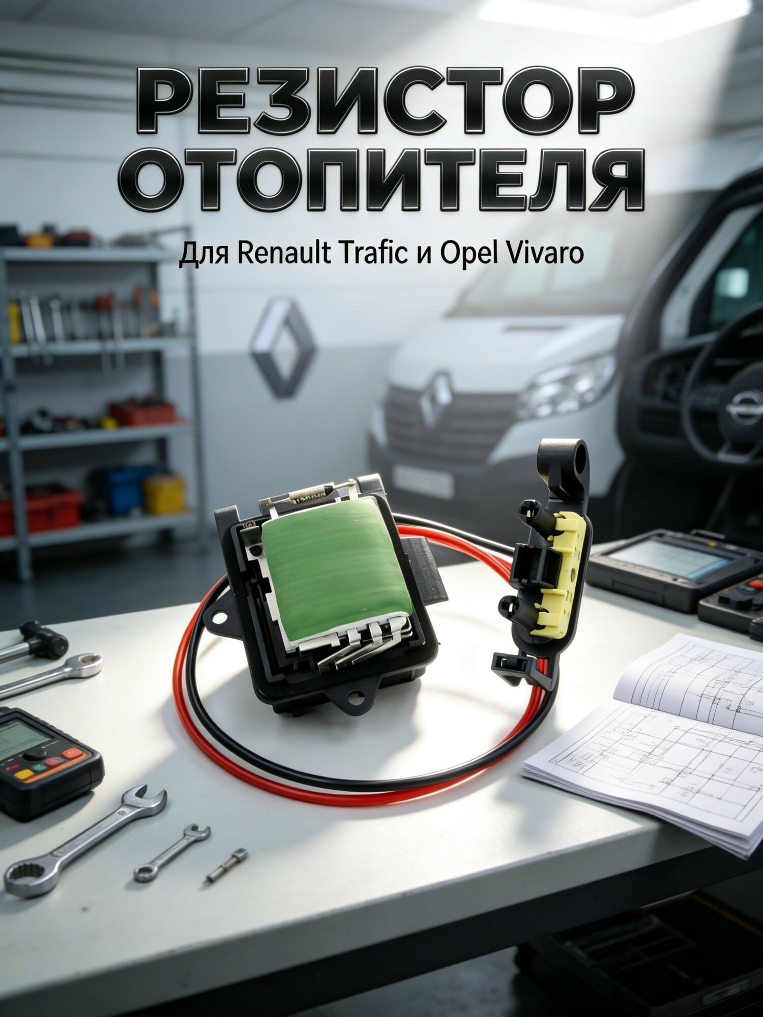 Резистор вентилятора печки для Renault Trafic, Vauxhall Opel Vivaro и Nissan Primastar, номера запчастей 7701208226 93161217 4413393