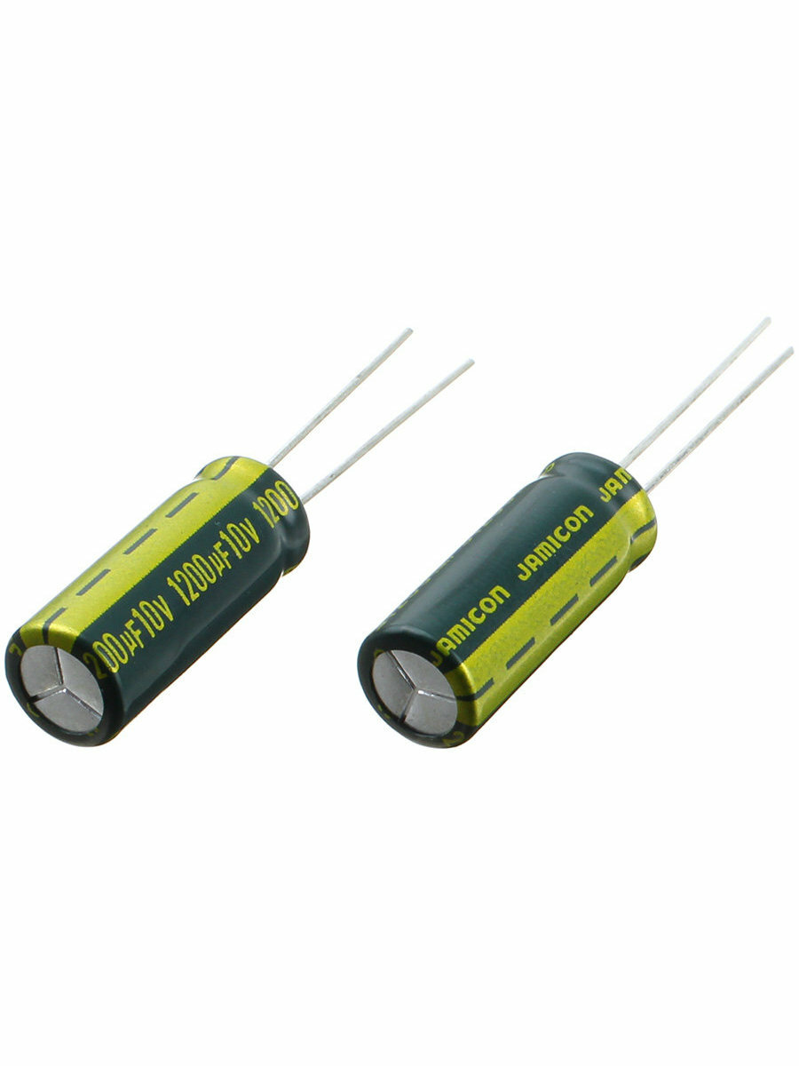 Конденсатор 1200мкФ 10В 8*20мм 105C (упаковка 2шт) Jamicon JWL128M010S1ACG20L 1540мА 1000час