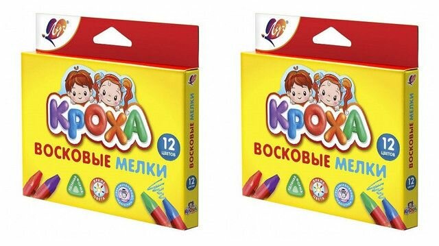 Луч Набор восковых мелков Кроха, на масленой основе трехгранные, 12 цветов, 2 уп