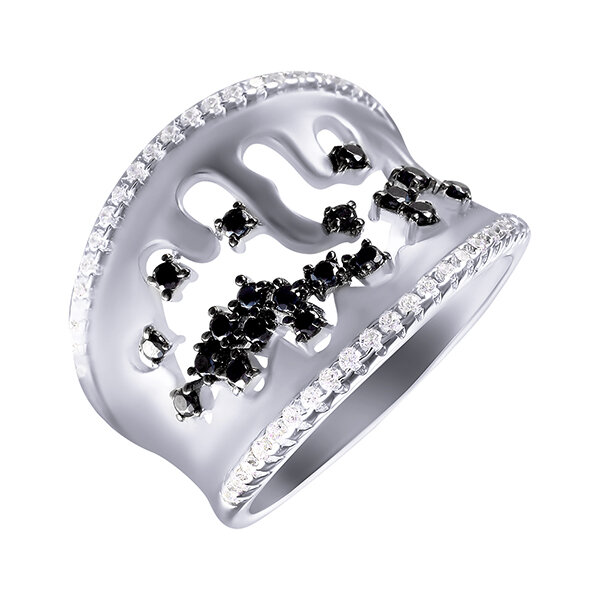 Кольцо, серебро, 925 проба, фианит