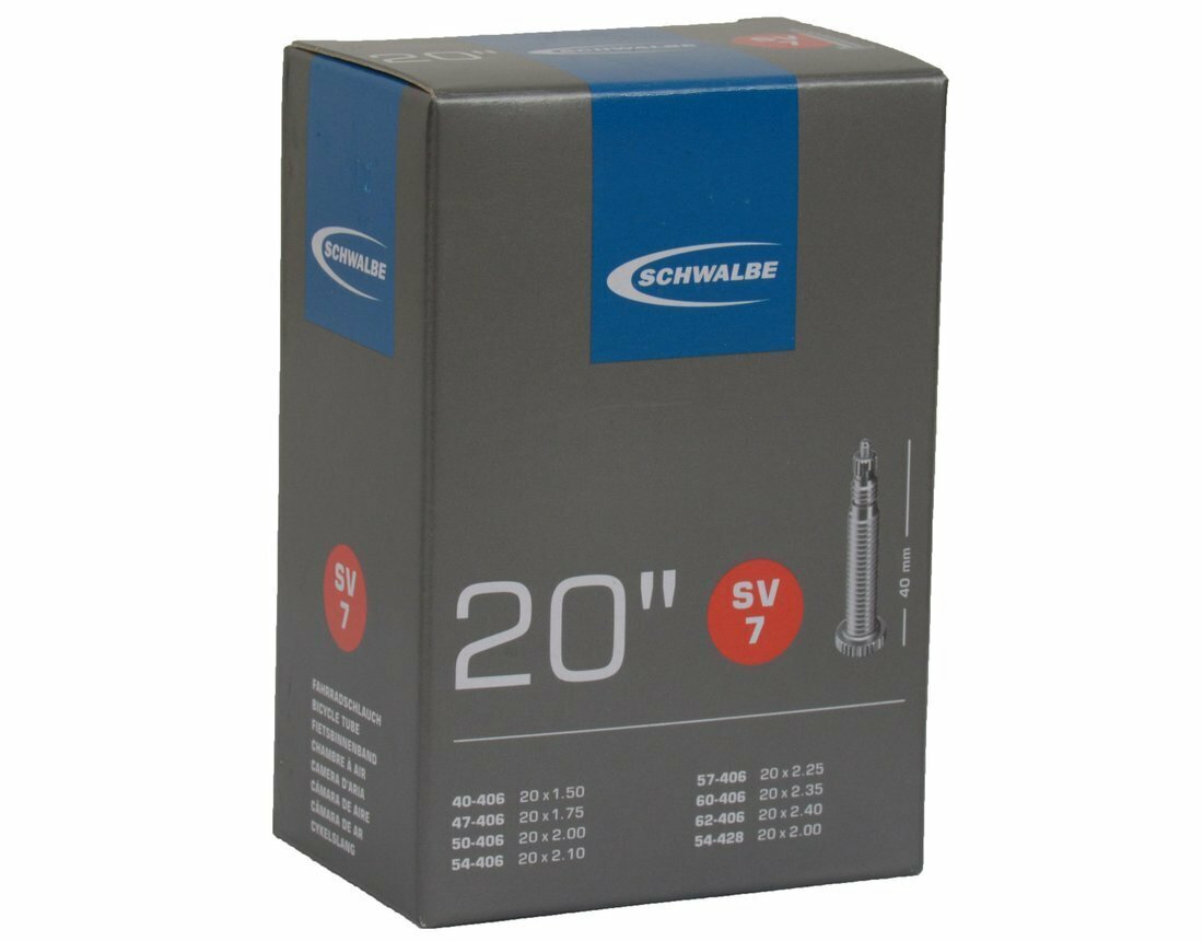 Камера велосипедная SCHWALBE 20" спорт ниппель (Presta) SV7 (40/62-406) IB 40mm