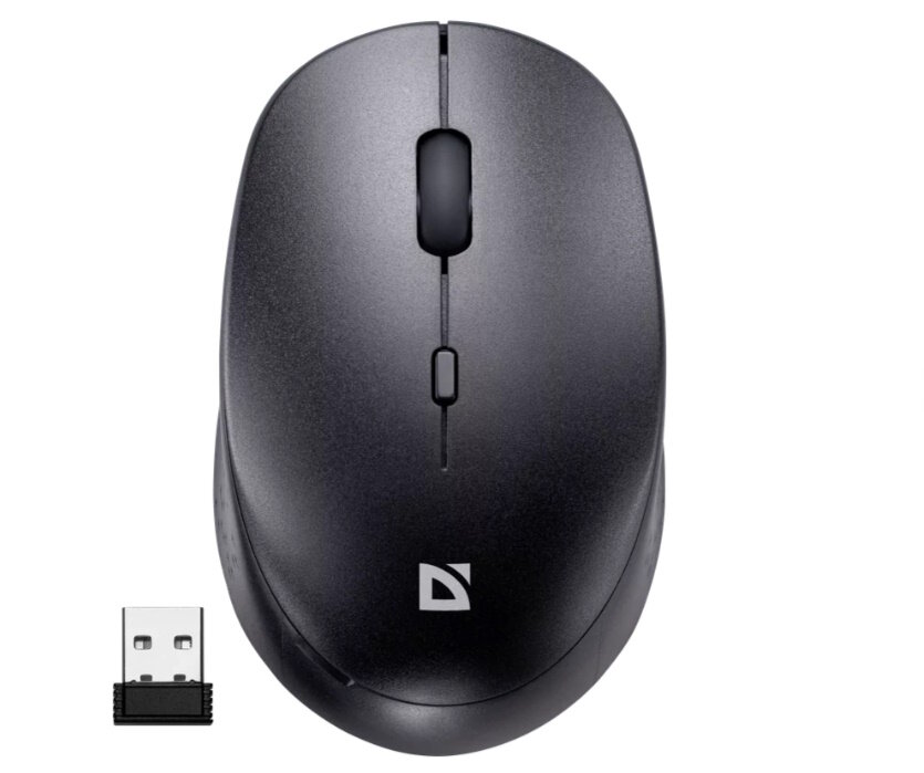 Мышь беспроводная Defender Auris MB-027 черный,4D,800-1600dpi, 1*АА, бесшумн, коробка (52027)