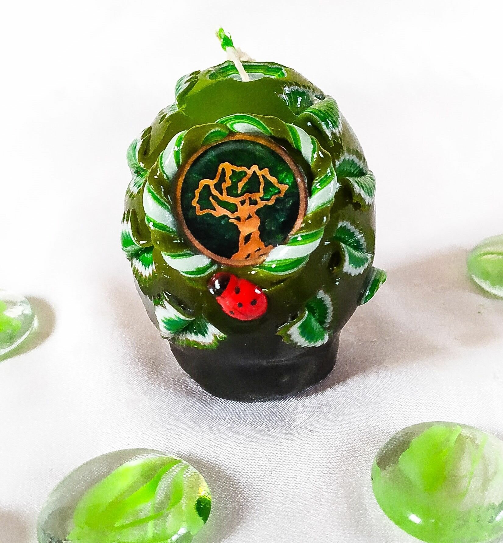 Свеча праздничное яйцо зеленое Selana Rejini