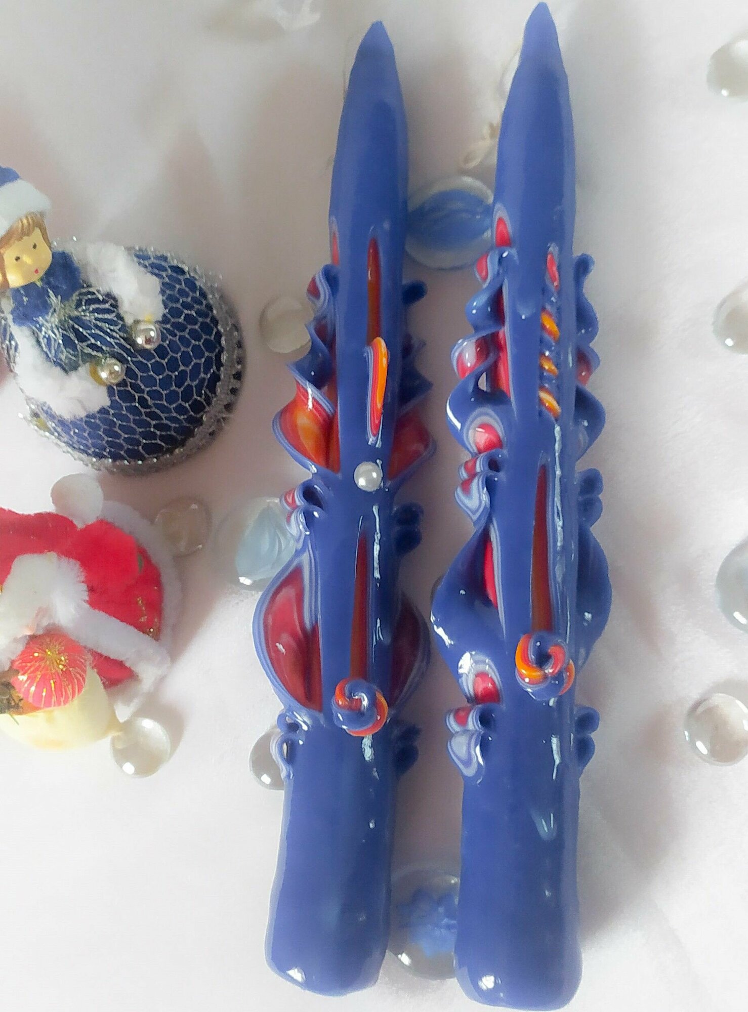 Энергетическая Свеча Selana Rejini "Праздничная высокая, сине-красная"