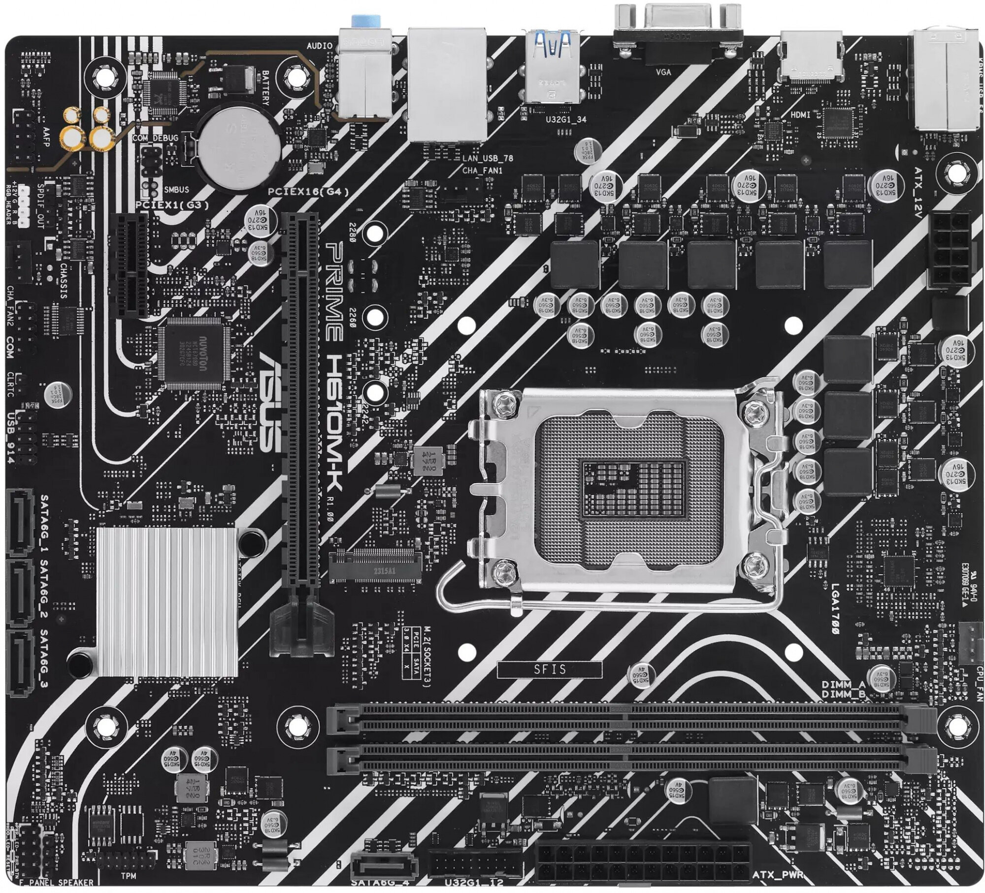 Материнская плата Asus PRIME H610M-K, Soc-1700, Intel H610, mATX