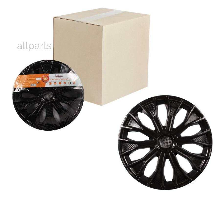 AIRLINE AWCC-16-17 Колпаки колесные 16" "Волтек", черный глянец, карбон, к-т 2 шт.