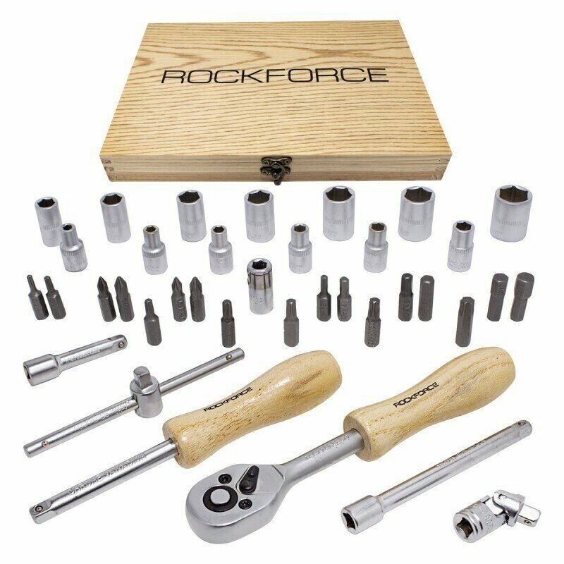Набор инструмента RF-2382-5: 1/4" DR с 6-гранными головками 38пр. ROCKFORCE /1/20