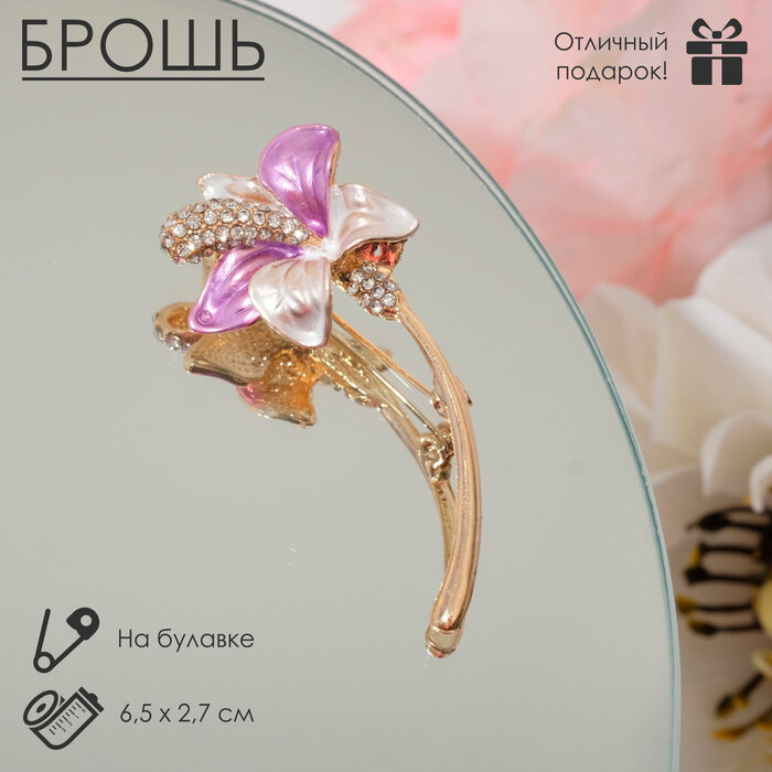 Брошь Queen Fair, стразы, эмаль