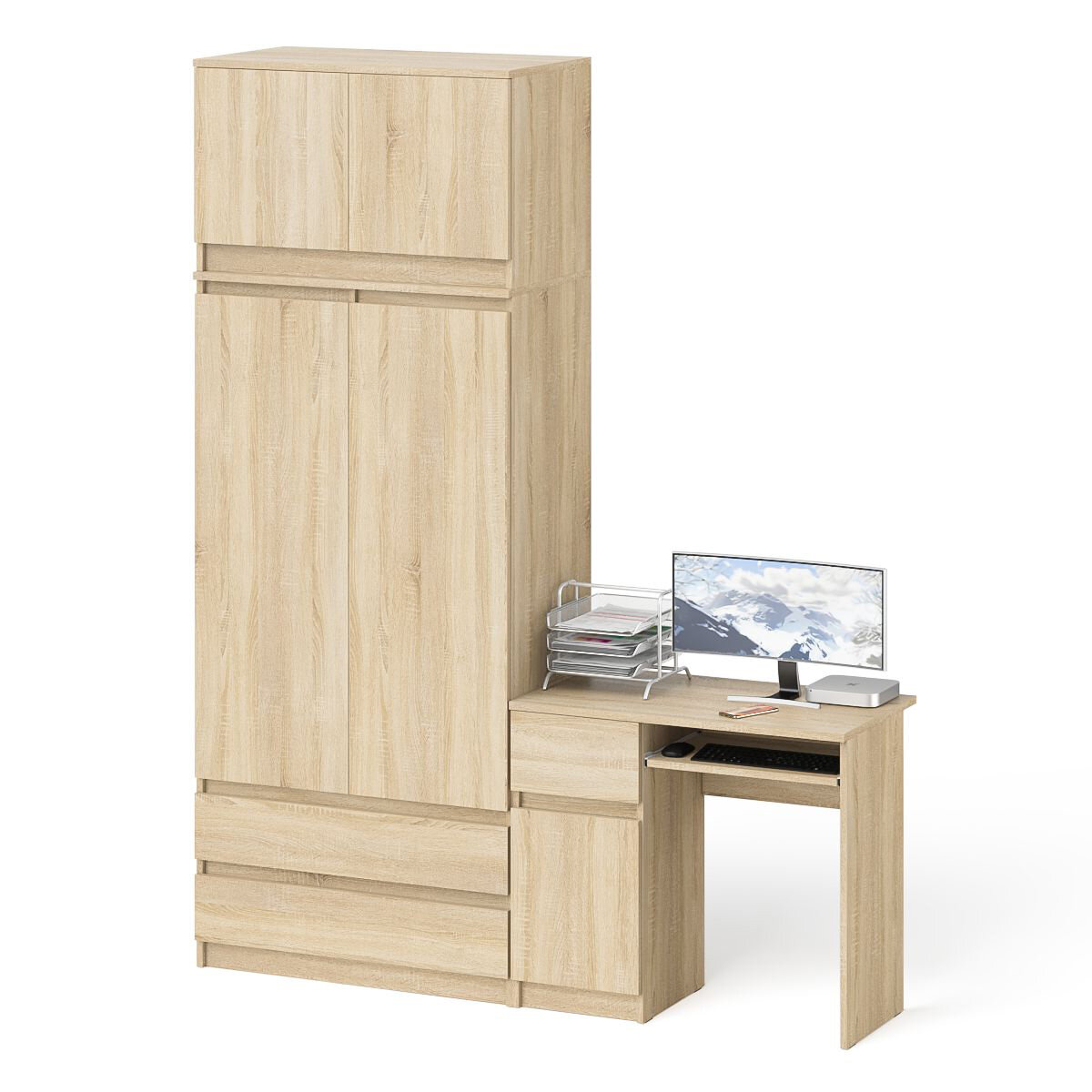 Стол компьютерный СВК Мори МС-1 левый + Шкаф МШ900.1 + Антресоль МА900.1 Дуб Сонома 4110372003