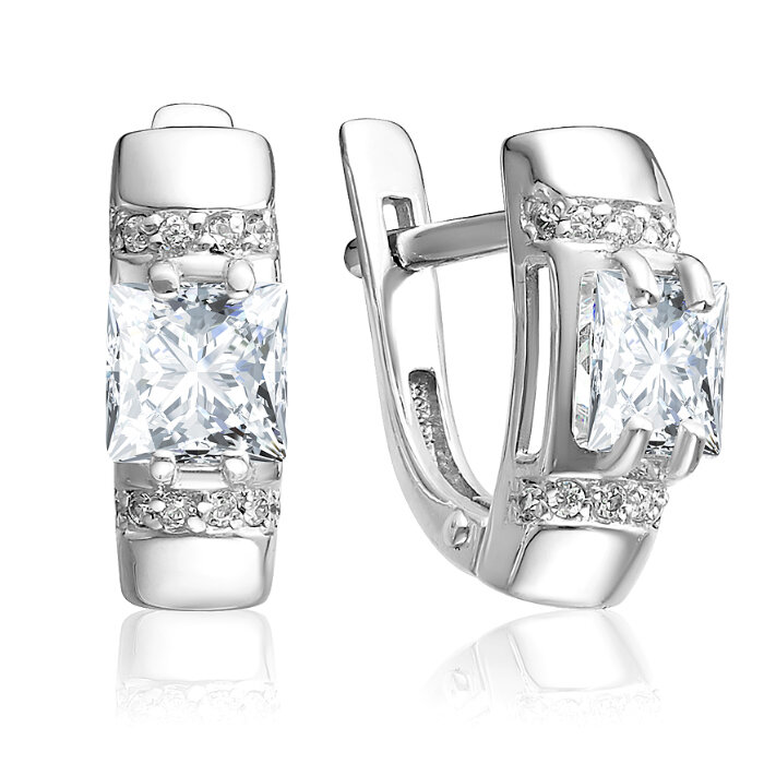 Серьги, серебро, 925 проба, фианит