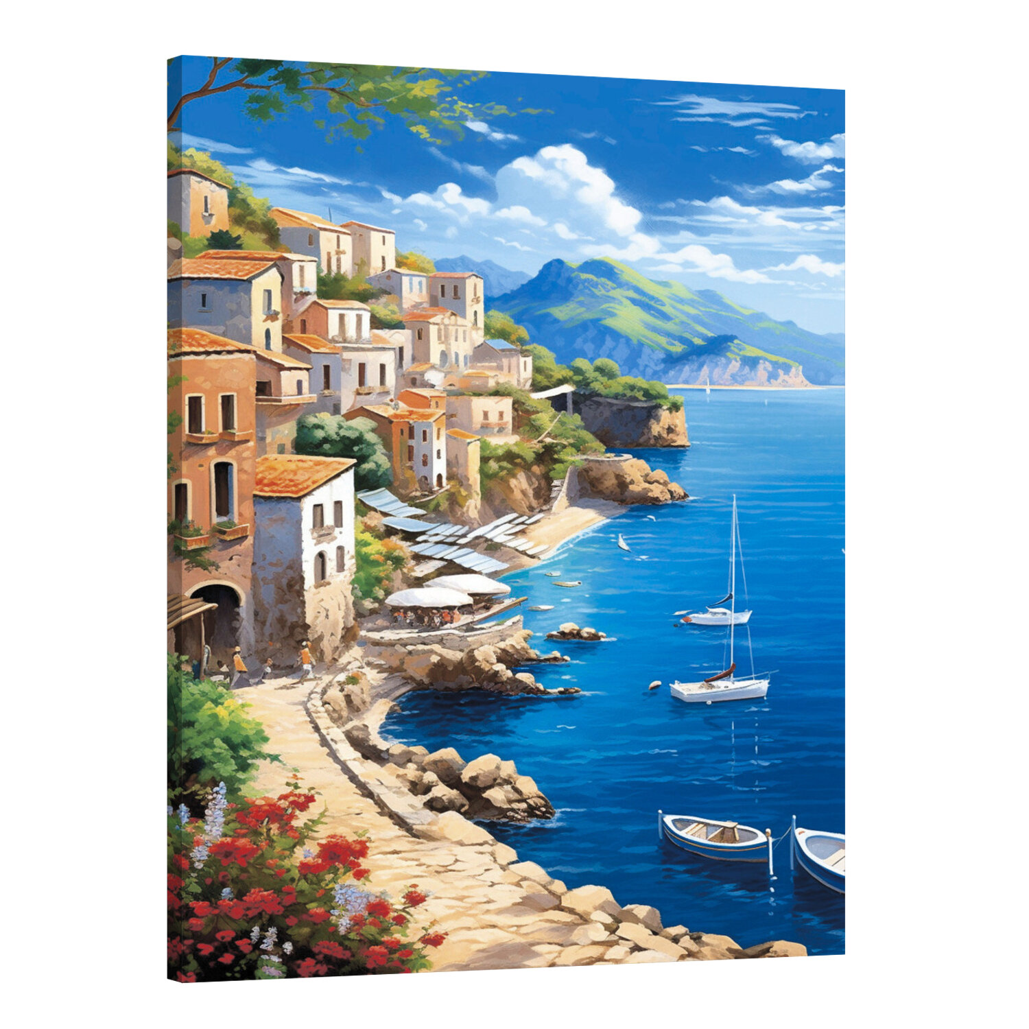 Интерьерная картина 50х70 "Деревня в морском стиле"