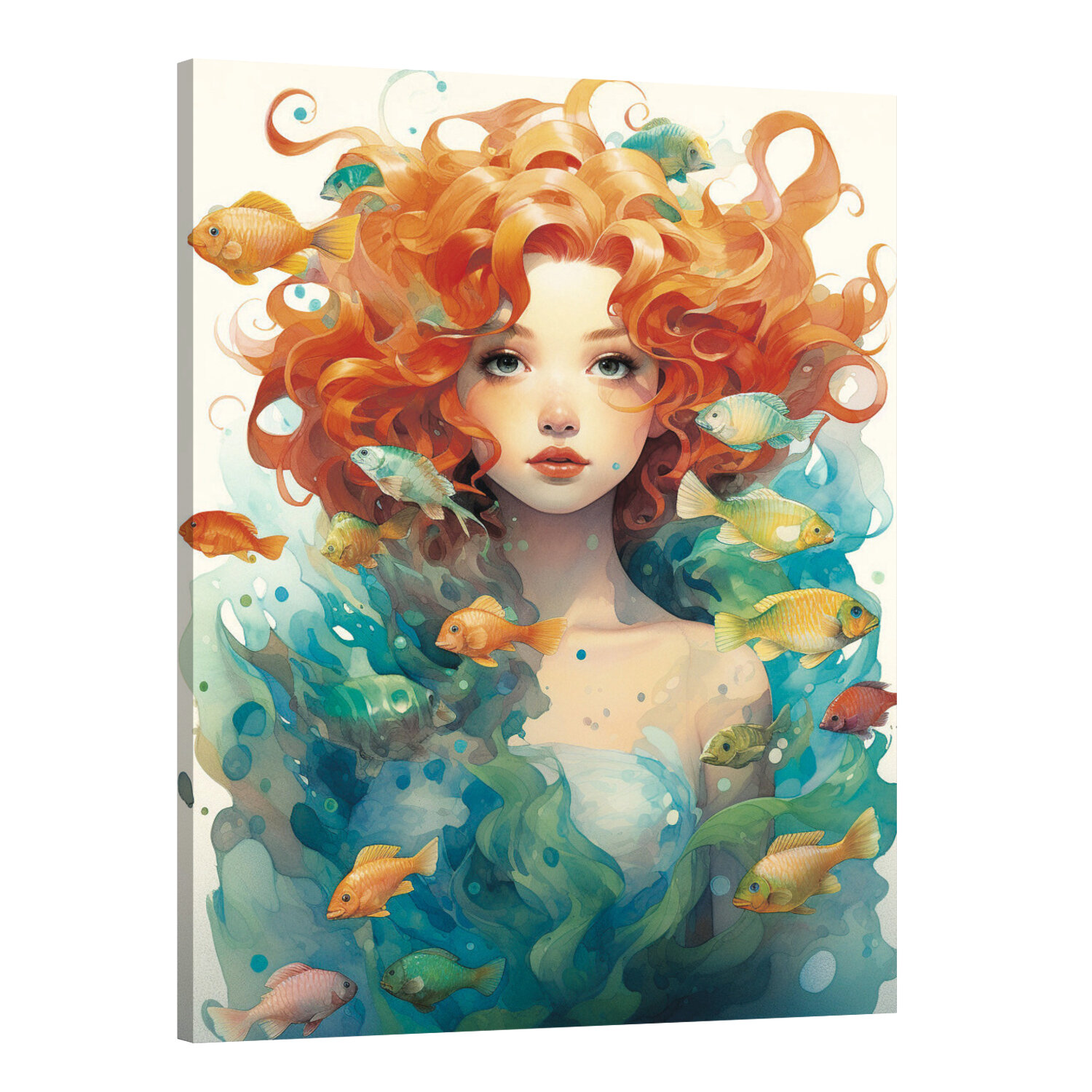 Интерьерная картина 50х70 "Девушка с рыбками"