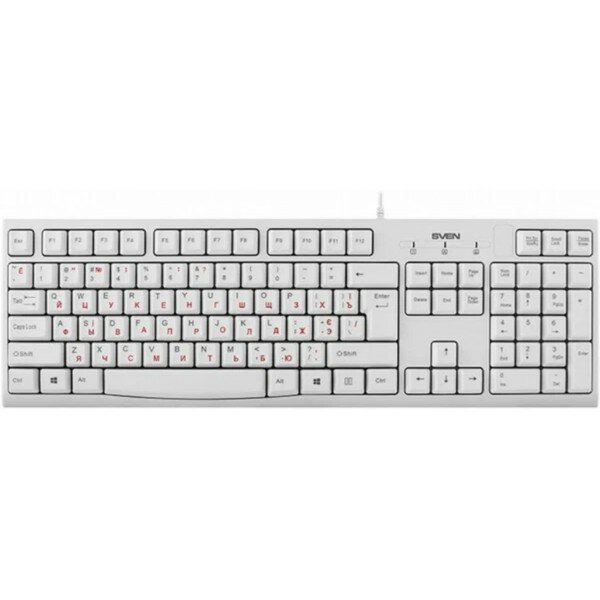 Клавиатура SVEN KB-S300 проводная, USB Type-A, белый