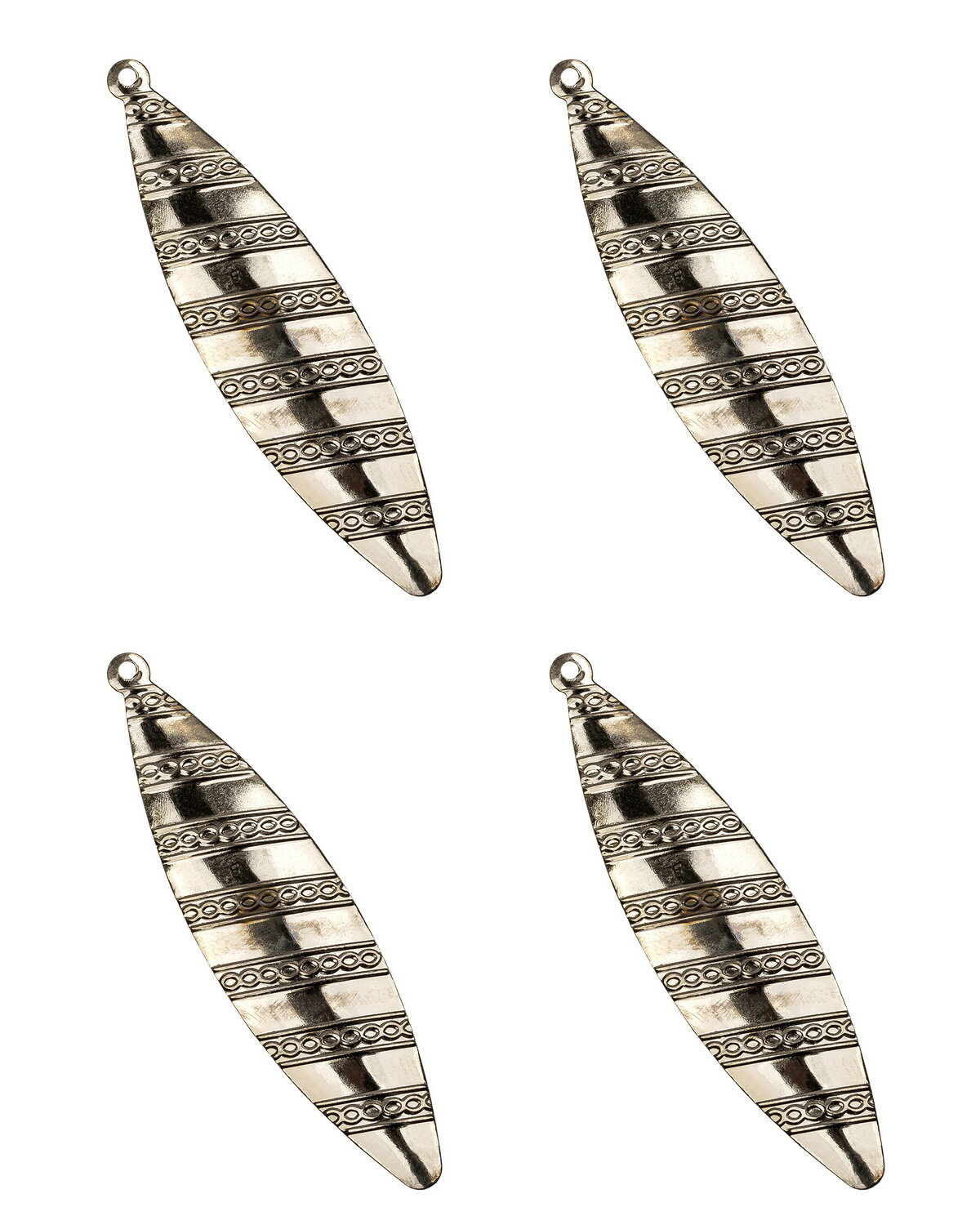 Подвеска удлиненно-овальной формы 70х18х0,3 мм, отверстие - 1 мм, металл с покрытием "черный никель", 4 шт.