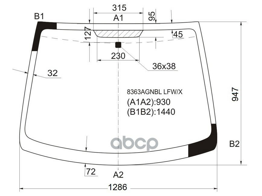 Стекло лобовое Citroen C1 05-14 / Peugeot 107 05-15 XYG арт. 8363AGNBLLFWX