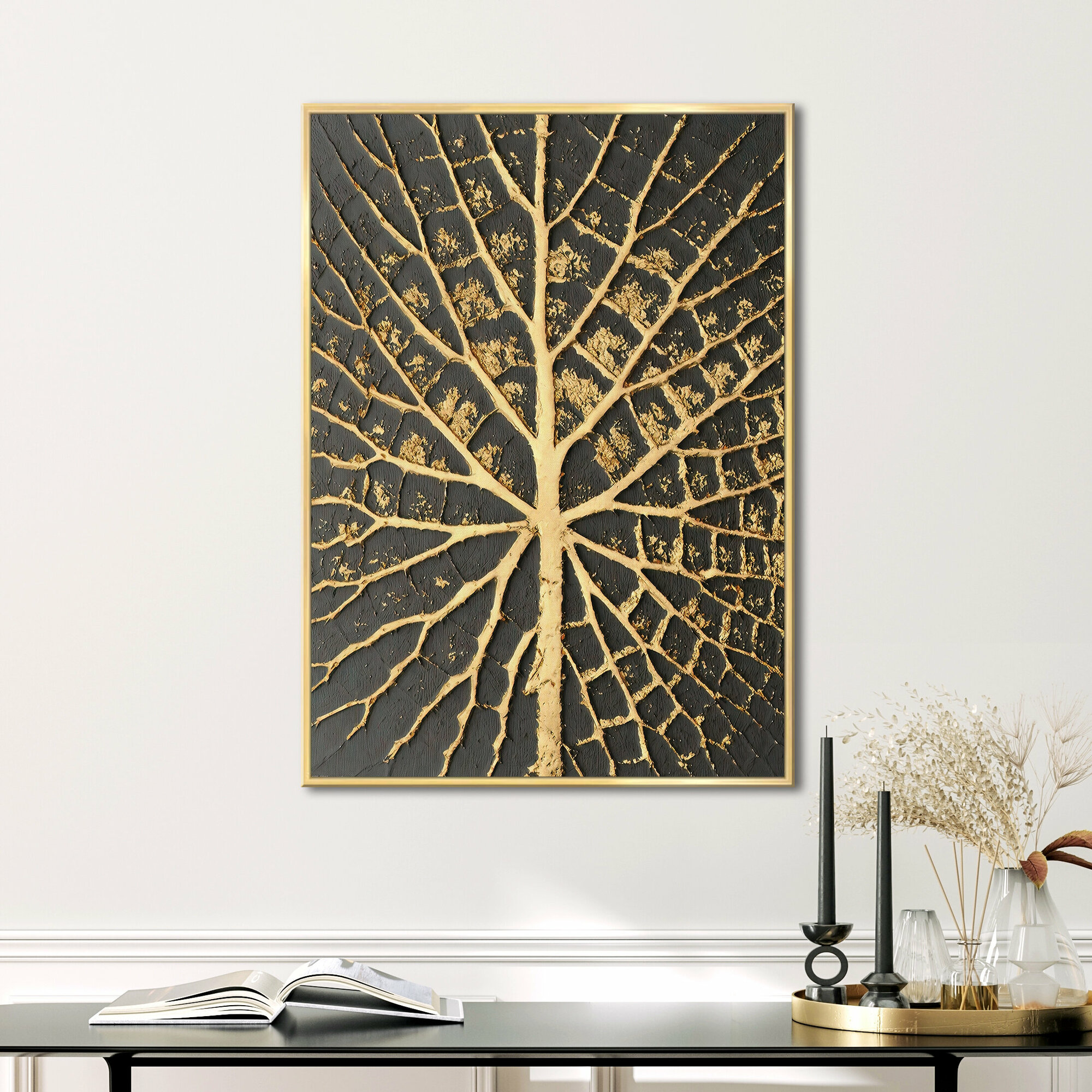 Картина на стену для интерьера "Дар времени I", 53х73 см, на холсте бумажном в раме, абстракция, дерево/Графис