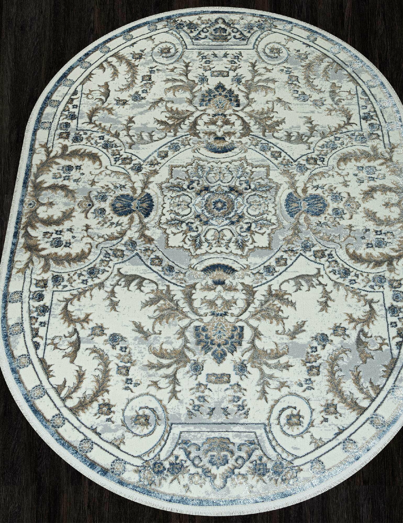 Ковер турецкий Овальный на пол в гостиную в спальню 100х200 см классический ворс 9 мм 424811 Kover-Russia