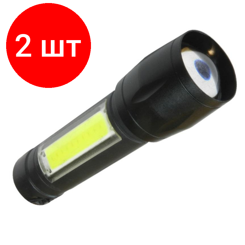 Комплект 2 штук, Фонарь космос KocAc1011Lith 3вт ХРЕ, 1Вт СОВ, лит. аккум. 600mAh, Micro USB