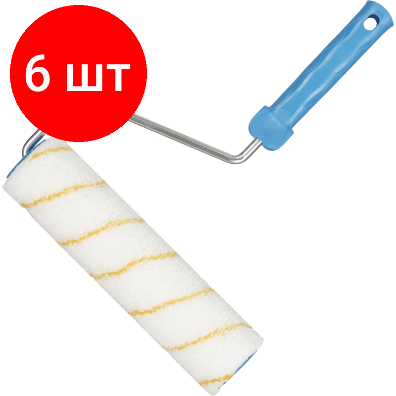 Комплект 6 штук, Валик с ручкой полиакриловый Orange TOPFORT 250 мм бюгель 8