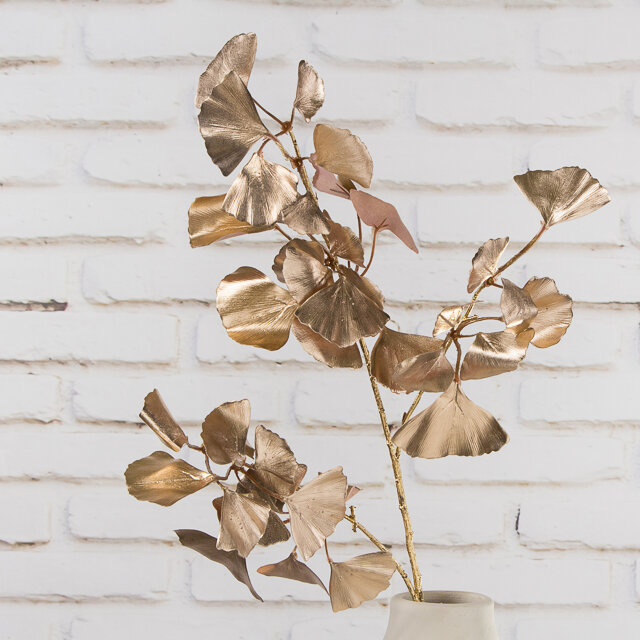 Искусственная ветка Гингко Ольфера 81 см медно-розовая, EDG, 684072-64