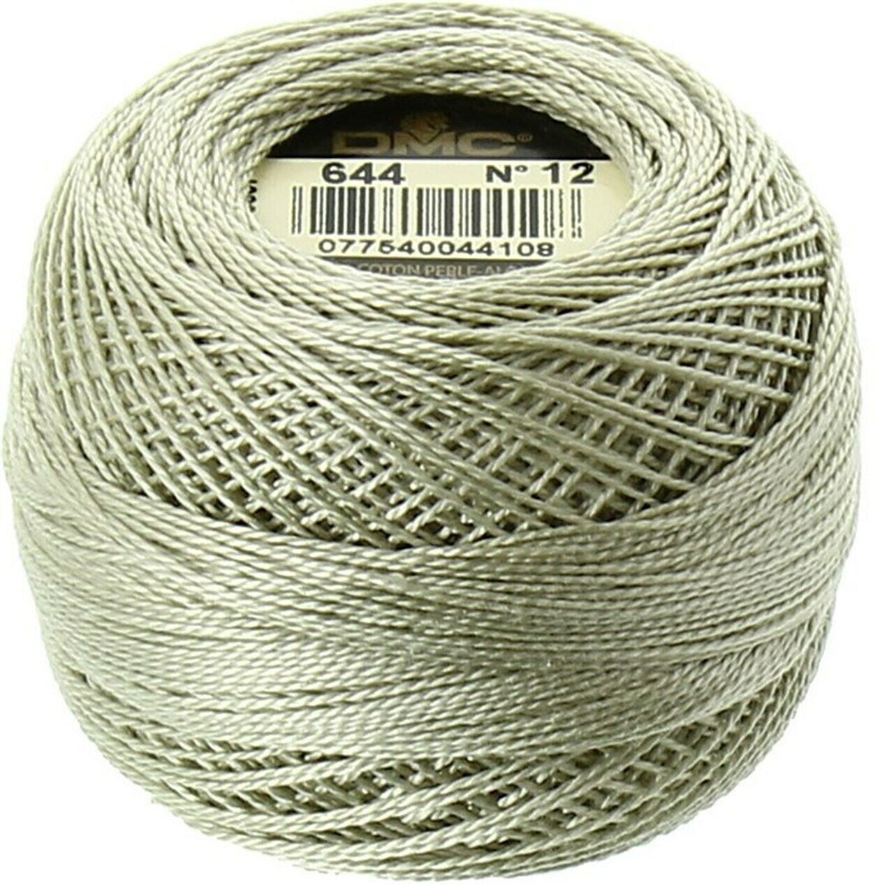 Нитки для вышивания DMC Pearl Cotton (№ 12, 10 гр. / 120 м. цвет: 644 - Средний Бежевый Серый)