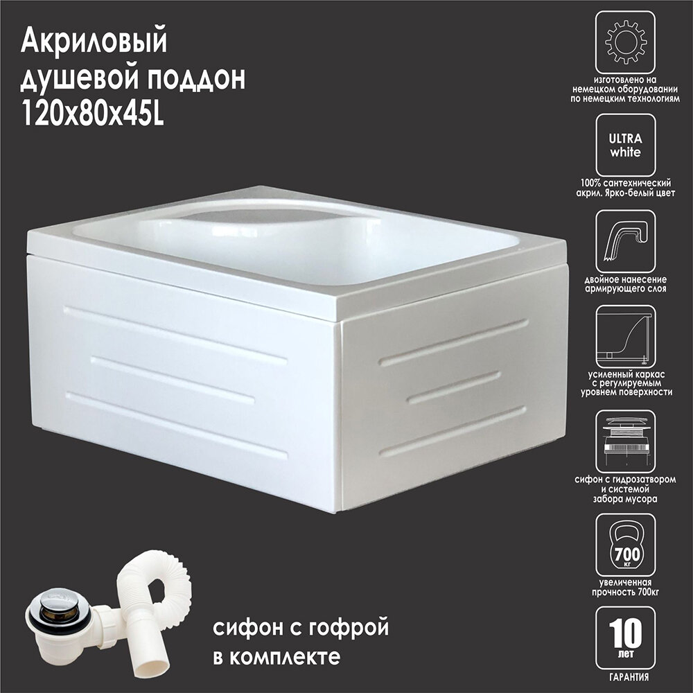 Душевой поддон Royal Bath RB 8120BP 1200x800x450 левый