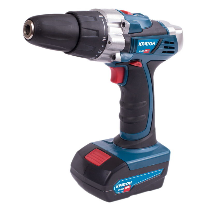 Дрель-шуруповерт аккумуляторная Кратон CDL-18-1-H (18 В, 1,0 А·ч; 1 АКБ + кейс)