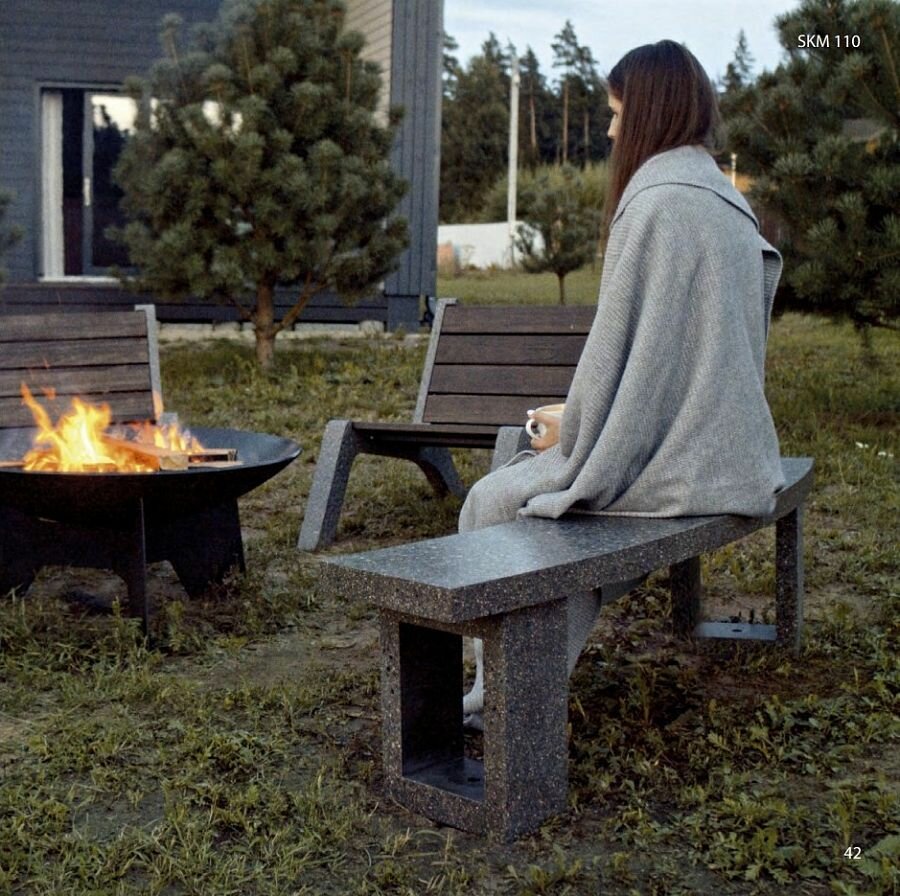 Скамья CONCRETIKA SKM110 Серый Размеры: Высота 450мм Глубина 350мм Ширина 1100мм