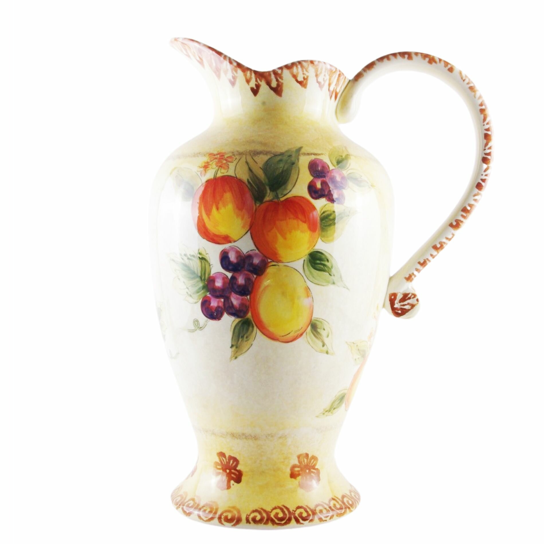 Большой винтажный кувшин "Хороший год". Высота 41 см. Керамика, ручная роспись, глазурь. Китай, вторая половина ХХ века.