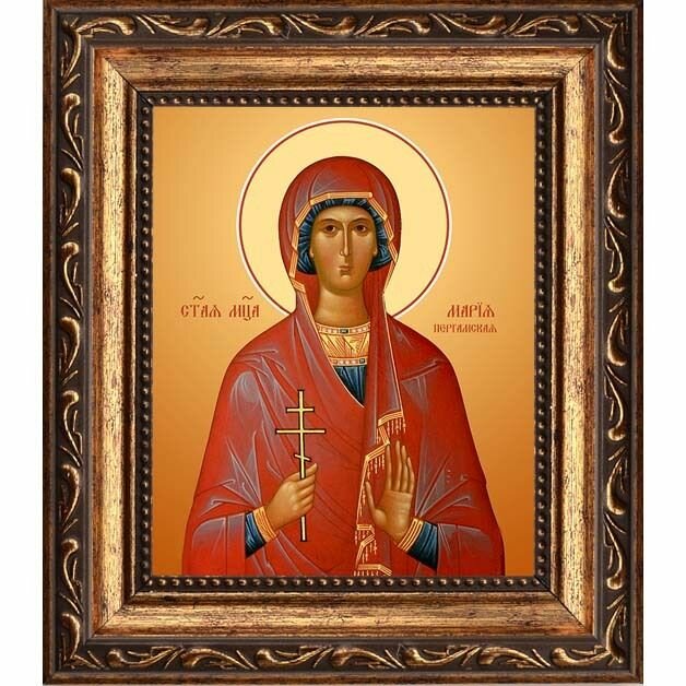 Мария Пергамская мученица. Икона на холсте. (10 х 12 см / В раме)