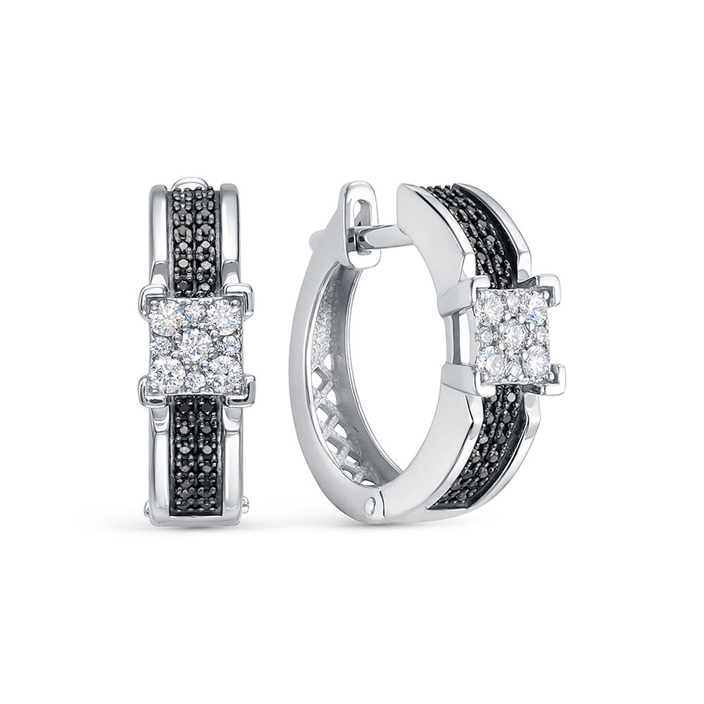 Серьги, белое золото, 585 проба, родирование, бриллиант