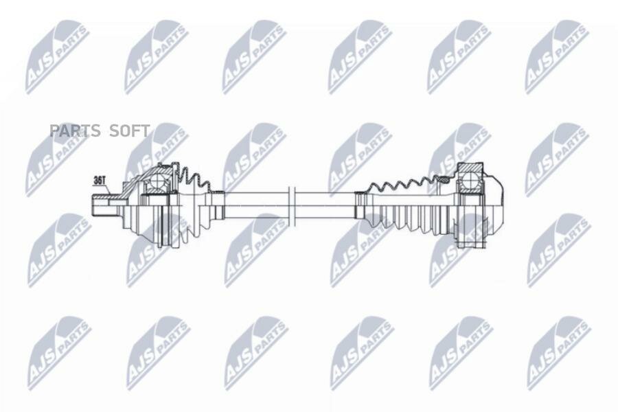 NTY NPW-VW-032 полуось VW GOLF V/VI 2.0, 1.9/2.0TDI 03-, PASSAT 2.0, 1.9TD, 2.0TDI, 3.2FSI 05-, CADDY 04-, TOURAN 0