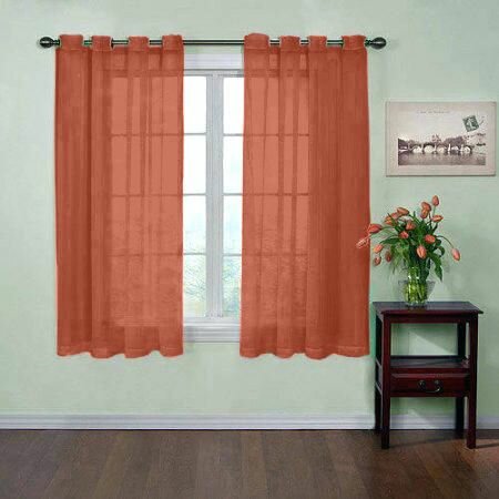 Короткий тюль на люверсах цвет терракотовый Цена за -2 шт. КОР-ЛЮВ-1 шир. ( 135 см выс. 180см)