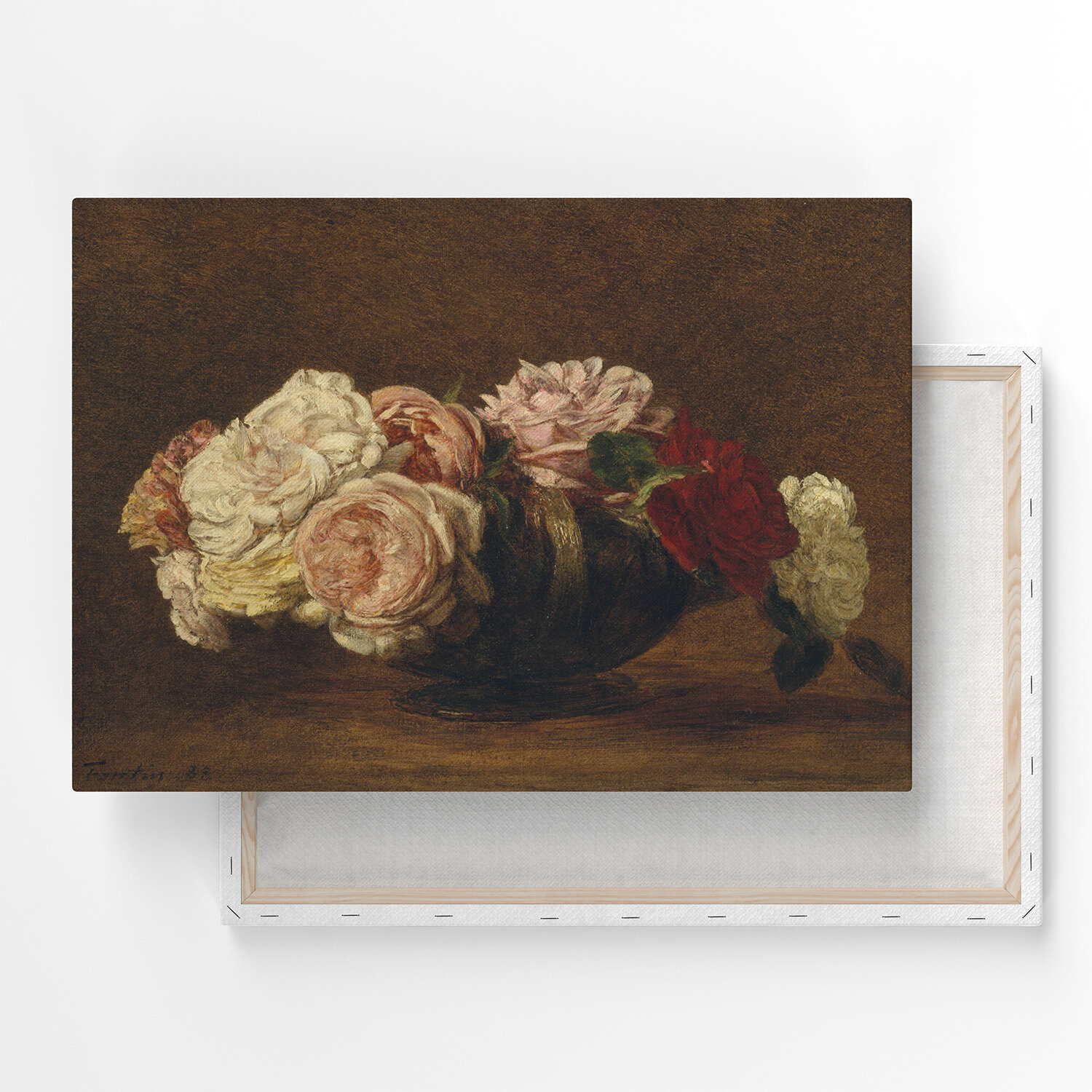 Картина на холсте, репродукция / Анри Фантен-Латур - Roses in a Bowl / Размер 40 x 53 см