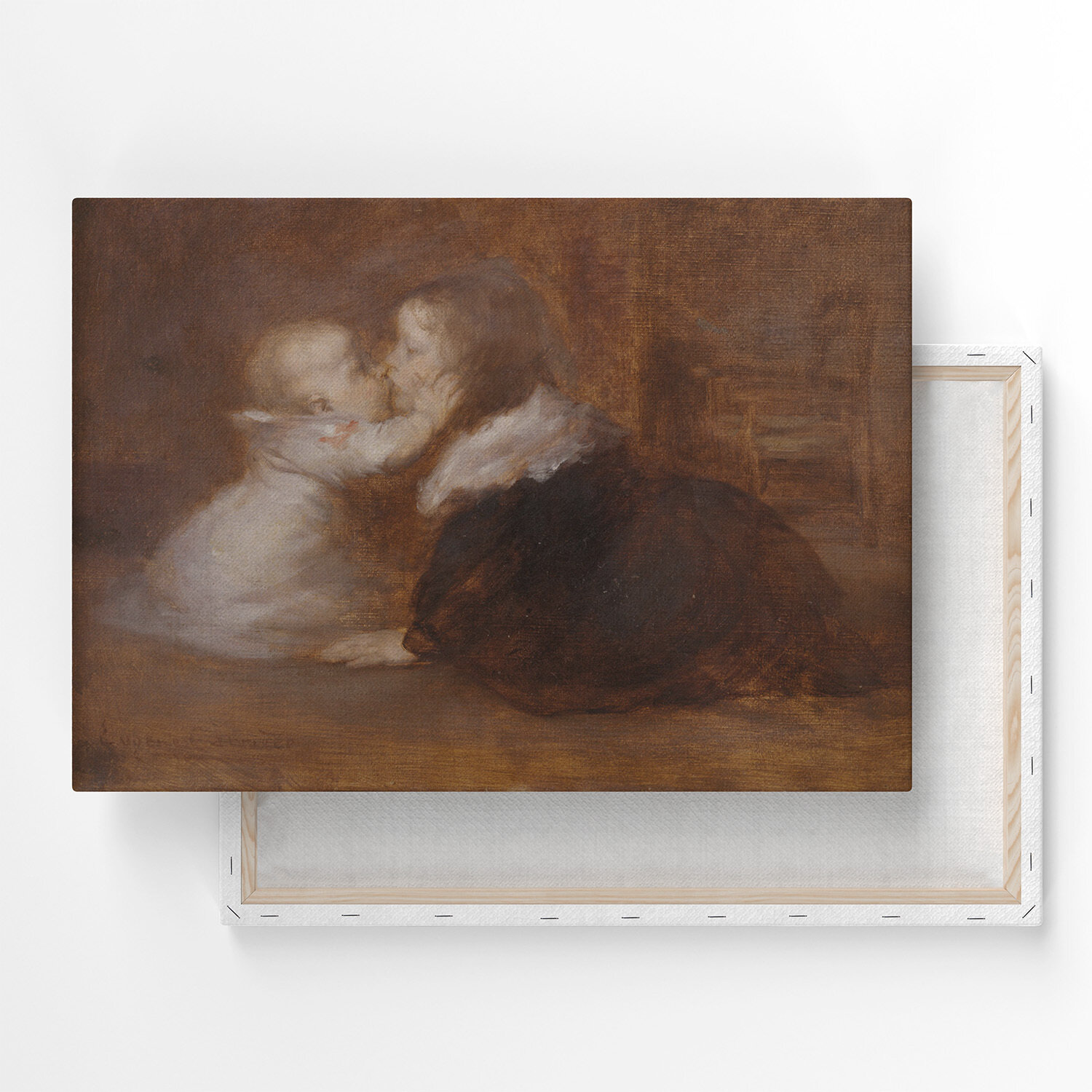 Картина на холсте, репродукция / Eugene Carriere - Kiss of Innocence / Эжен Каррьер / Размер 80 x 106 см