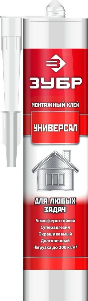 ЗУБР Клей монтажный ЗУБР КМ-100, универсальный, многоцелевой, 300мл, ( 41331 )