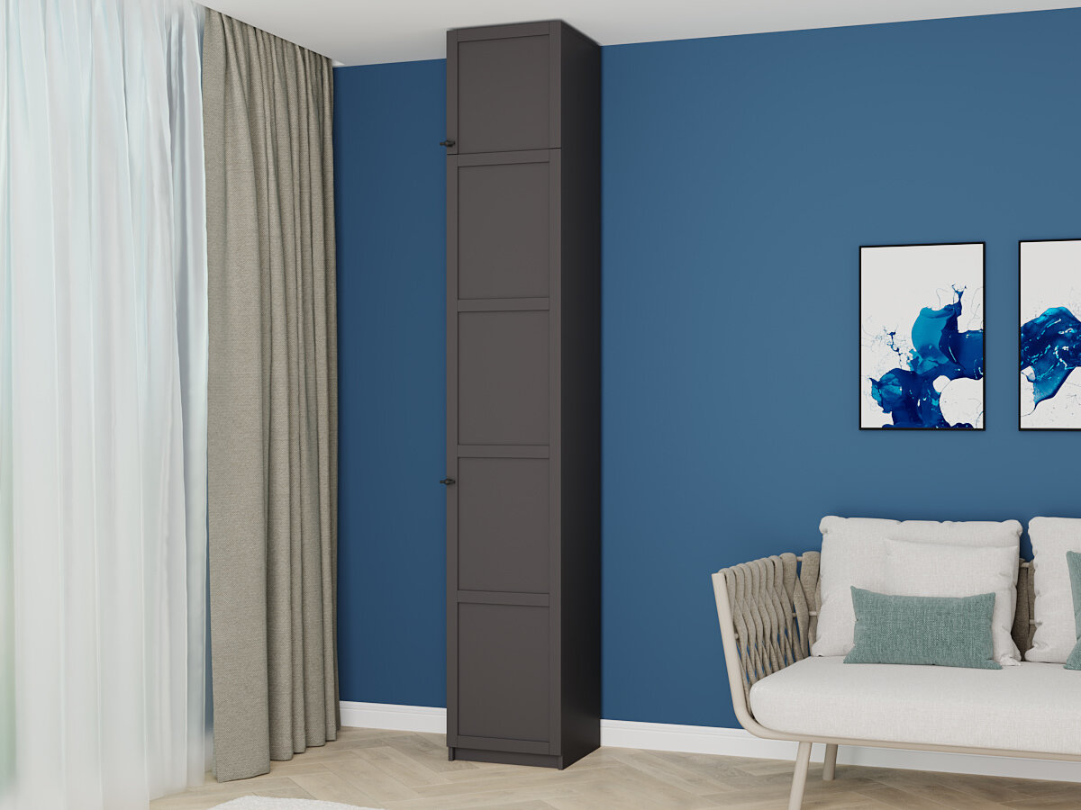 Шкаф распашной Скаген-1 с антресолью Графит для одежды однодверный 40*240*40