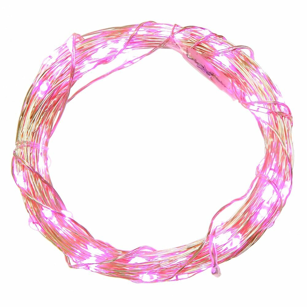 Электрогирлянда (100 фиолетовых LED, 8 режимов свечения, серебристый шнур, 3 W), L10м, IP20