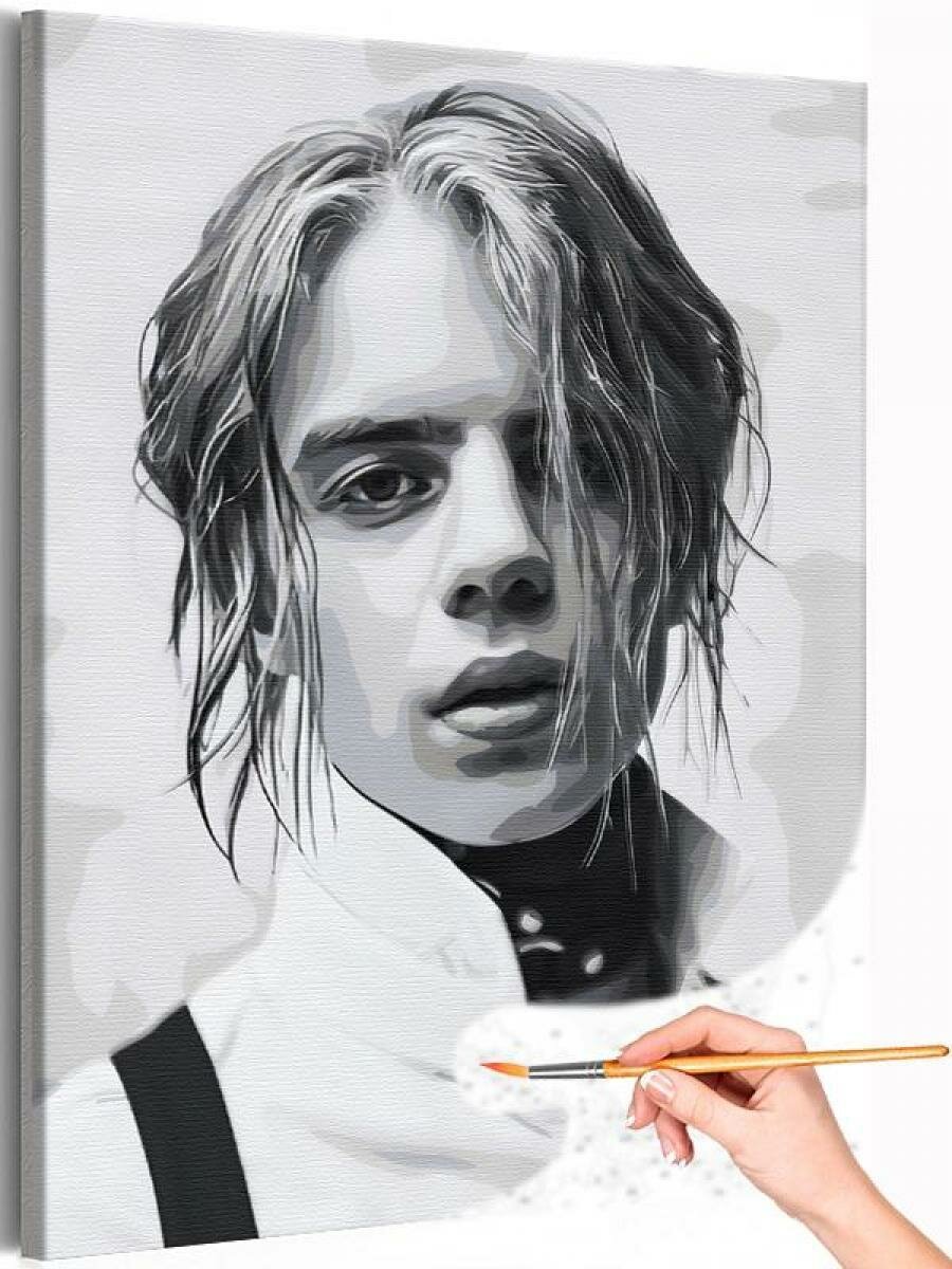 Фараон Pharaoh Репер Музыкант Певец Артист Черно белая Раскраска картина по номерам на холсте 30х40