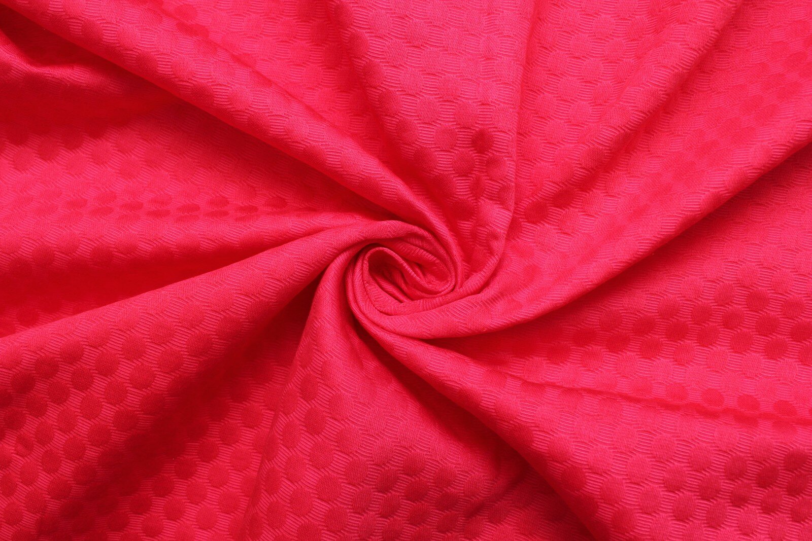 Ткань Хлопковый жаккард ярко-розово-алый с овальным узором, 300 г/пм, ш142см, 0,5 м