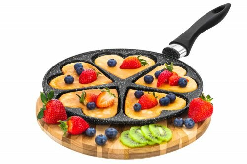 Сковорода Elan Gallery для оладий 26 см гармония вкуса "Черный мрамор" сердце 48*27*5,5 см