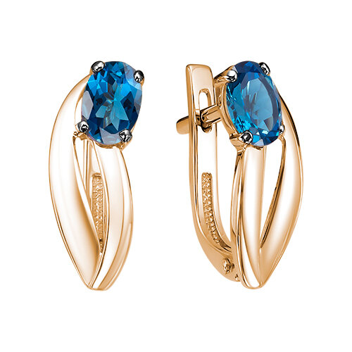 Серьги, золото, 585 проба, Лондон топаз