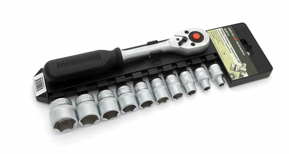 Набор головок шестигранных с трещоткой 3/8" 11 пред (7 8 10 12 13 14 15 17 19 22 мм) Дело Техники