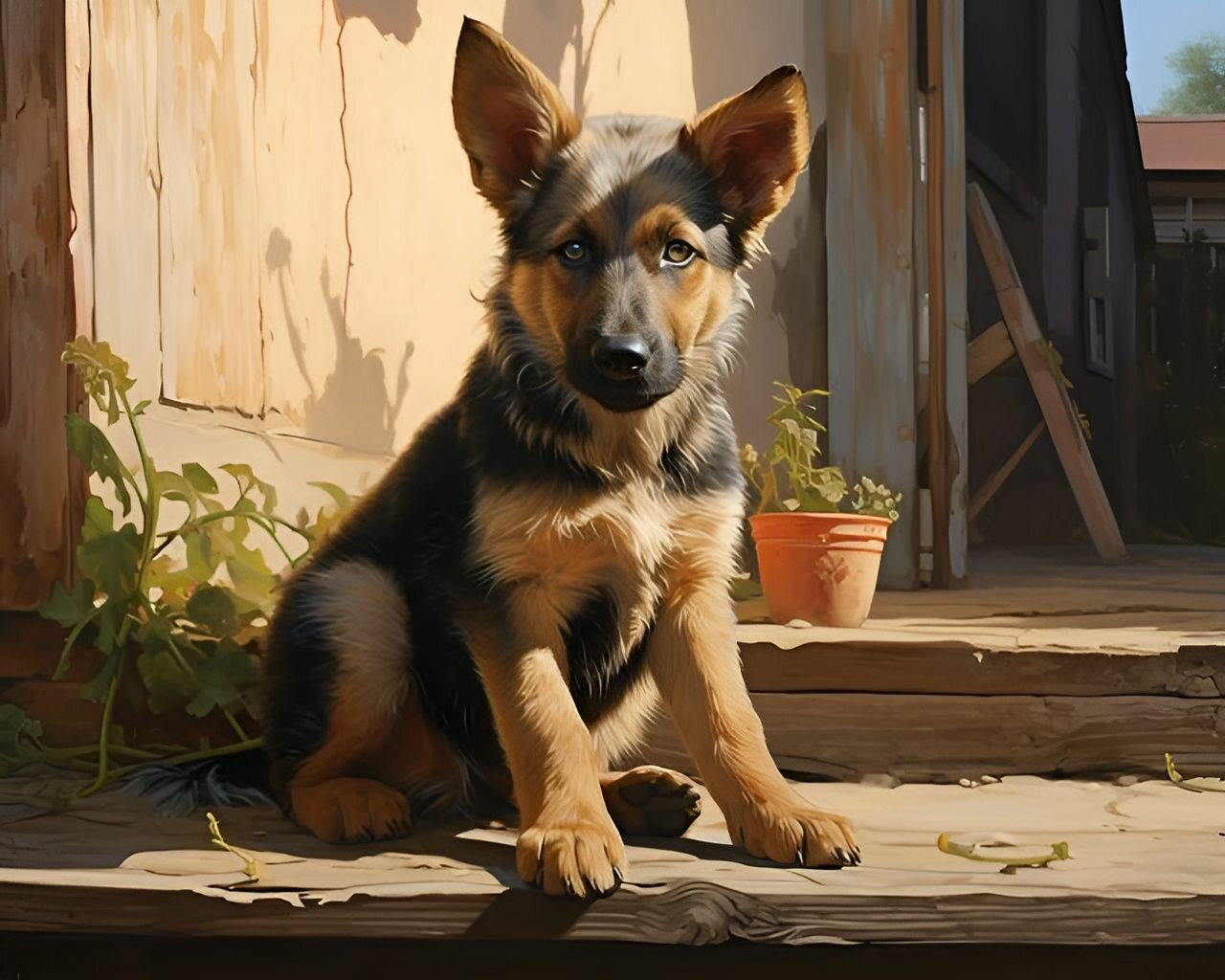 Картина по номерам 40*50 см "Милый щенок овчарки"