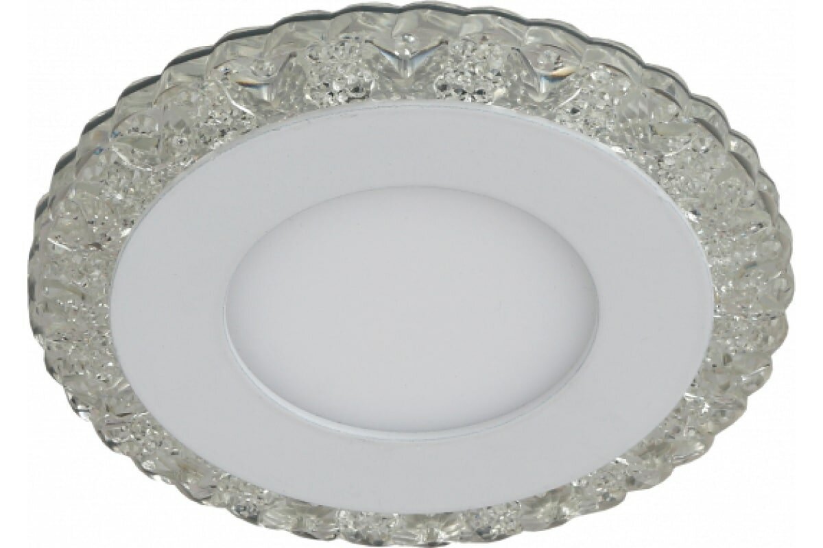 ЭРА DK LED 14 SL/WH круглый светильник с белой подсветкой 3x3Вт прозрачный/белый